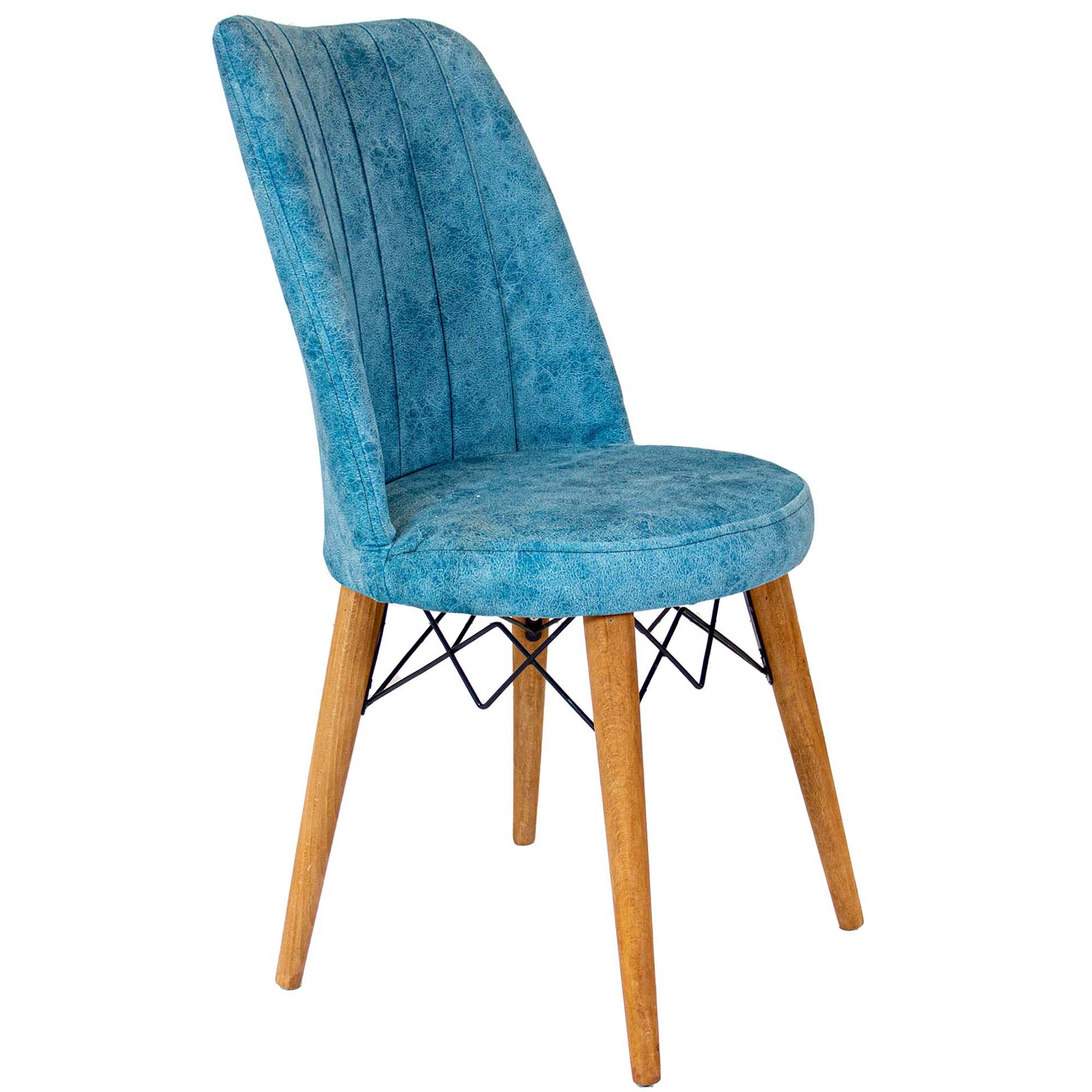 Scaun DENVER Newbe, turcoaz, picioare lemn, tapitat, stofa, 46x52x92 cm ...