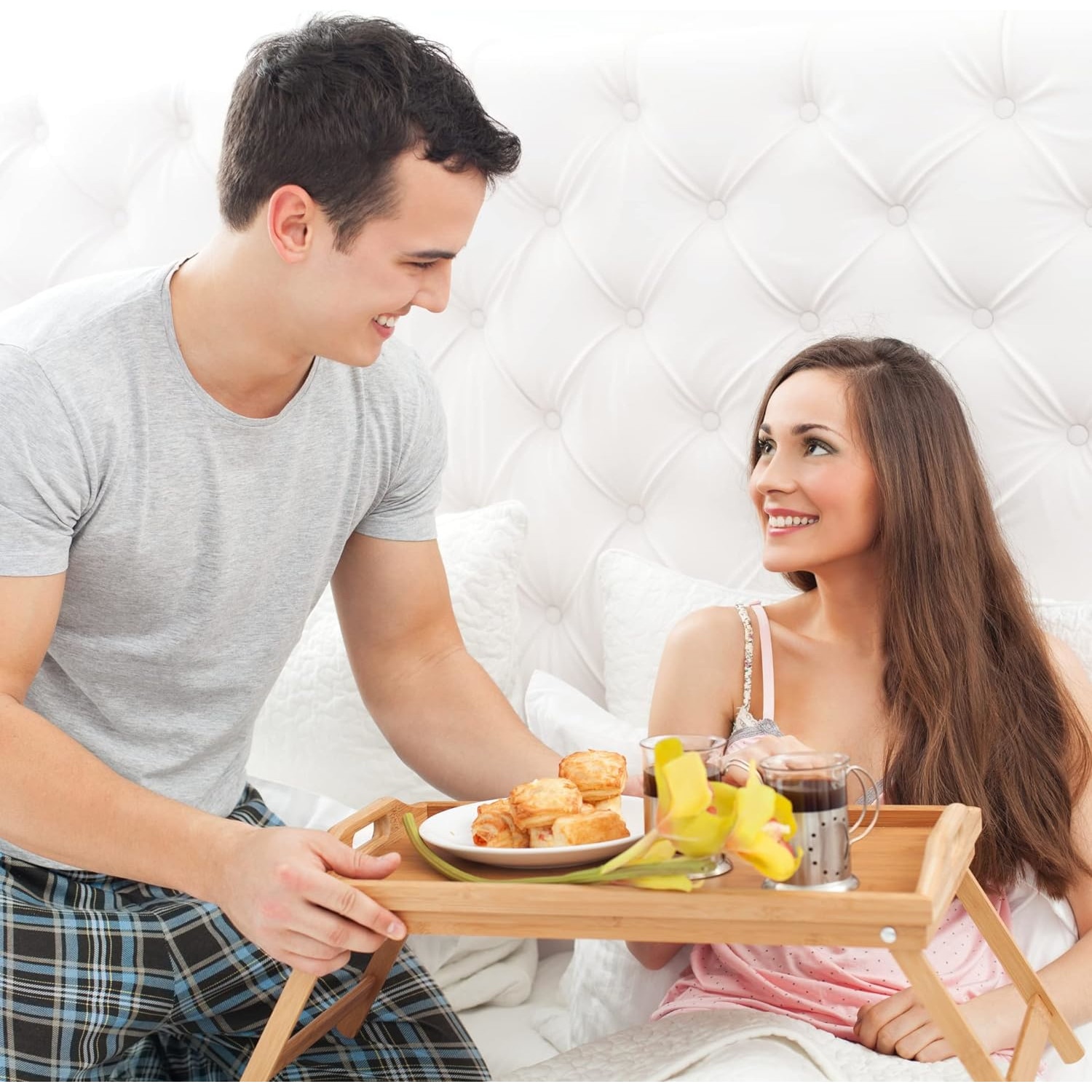 Masuta pliabila pentru servire mic dejun in pat, Bambus, 50 x 30 x 22 ...