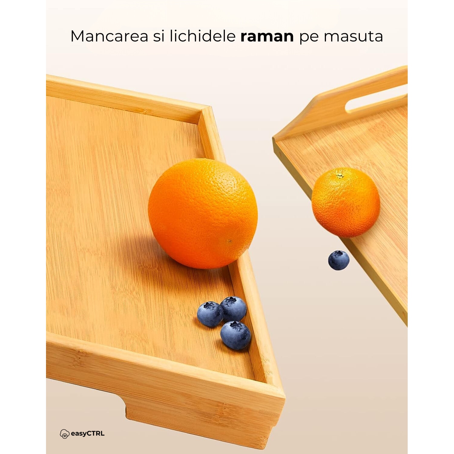 Masuta pliabila pentru servire mic dejun in pat, Bambus, 50 x 30 x 22 ...