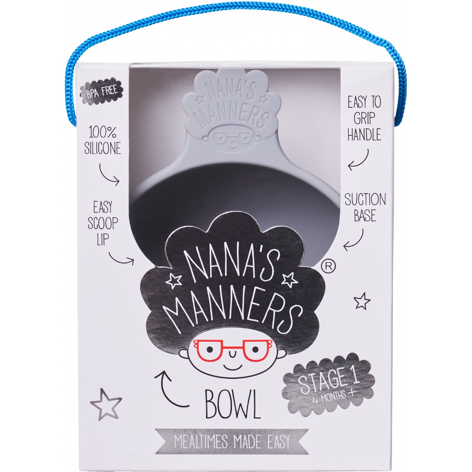 Szilikon diverzifikáló tál tapadókoronggal, szürke, Nana's Manners ...