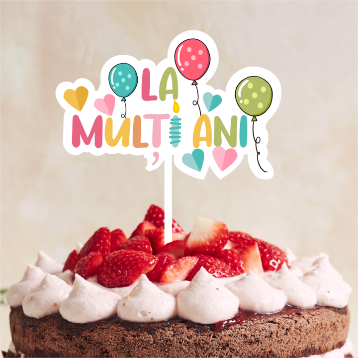 Topper tort UV La multi ani, MDF, Inedit Print, TC1012,12 cm - eMAG.ro