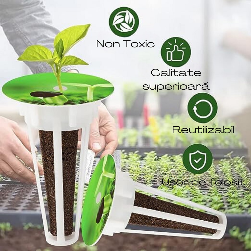 Set 30 recipiente cultivare rasaduri plante, Polipropilena, Sistem ...