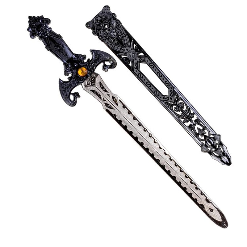 Sabie Gotica cu maner negru si teaca, Plastic, ATU-084533 - eMAG.ro