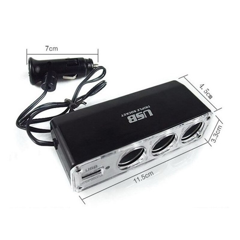 Priza auto tripla pentru bricheta, CA24, USB, 60W - eMAG.ro