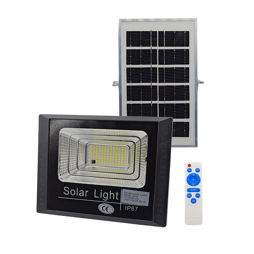 Proiector LED cu panou solar, telecomanda, 200W - eMAG.ro