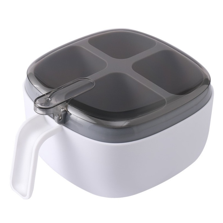 Recipient pentru Condimente, 4 Compartimente, 4 Lingurite din plastic ...