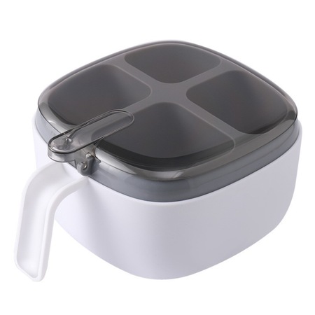 Recipient pentru Condimente, 4 Compartimente, 4 Lingurite din plastic ...