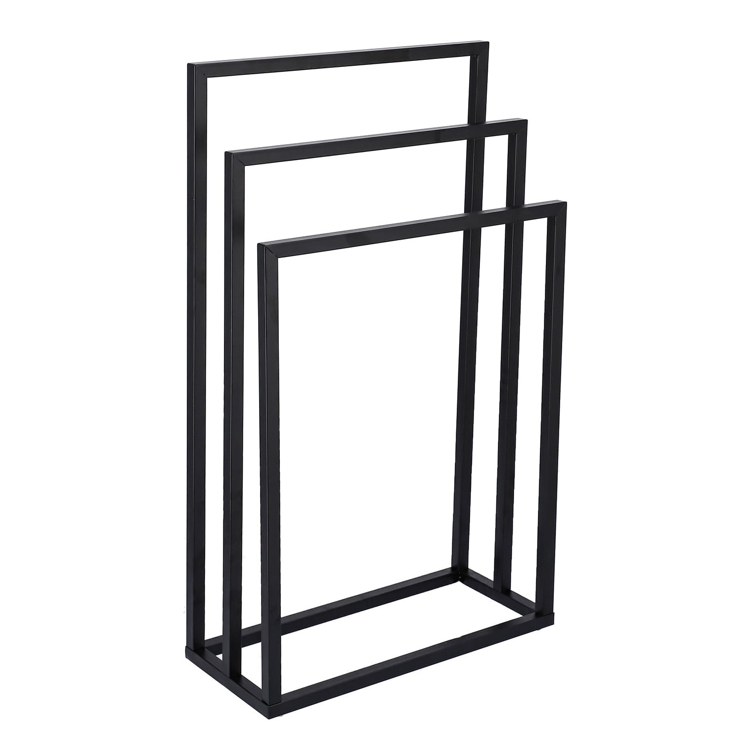 Suport metalic de baie pentru prosoape, cu 3 standuri, 81 cm, negru ...
