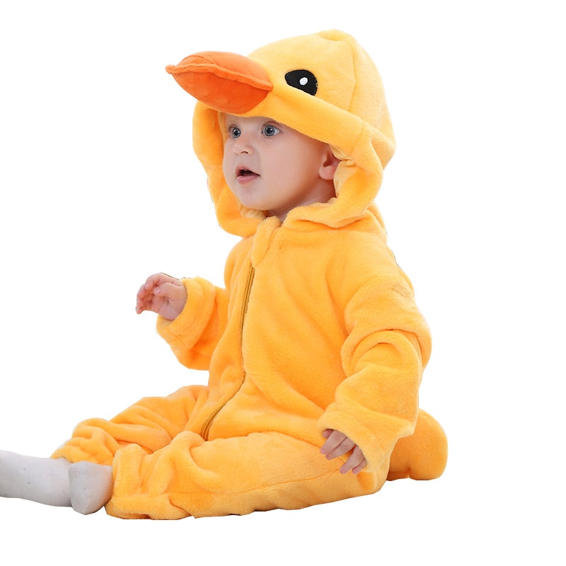 Pijama kigurumi tip salopeta pentru bebelusi model boboc de rata - eMAG.ro