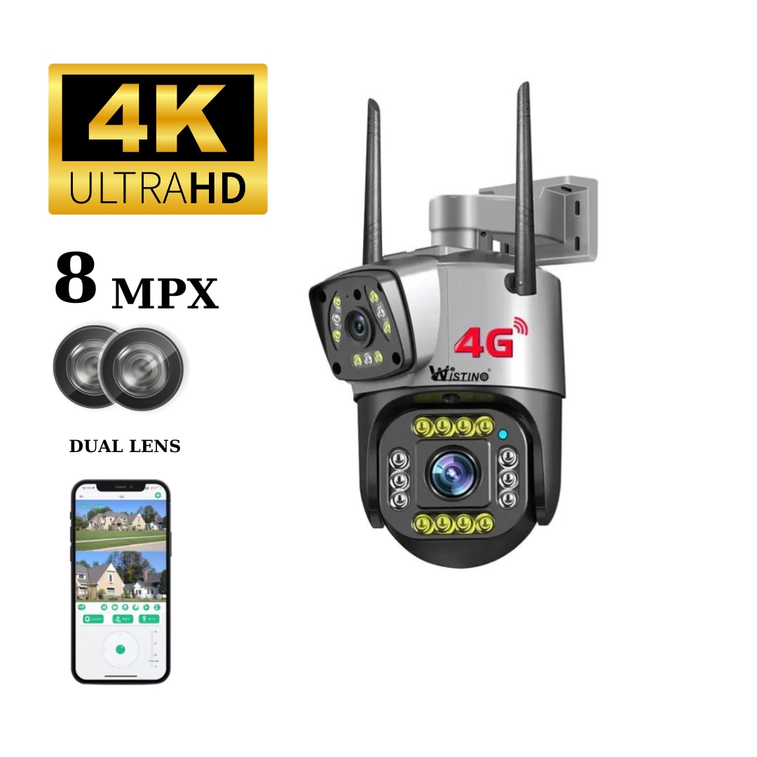 4G камера за наблюдение SIM карта 4K, 8MP, App контрол, Автоматично проследяване, IP66 ...
