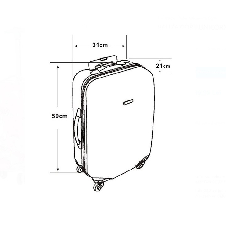 Valiza copii design unicorn, 50 x 31 x 21 cm, 22 litri OMC - eMAG.ro