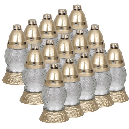 Set 15x Candela Felinar din Sticla, 30g, 8h, 16cm - eMAG.ro