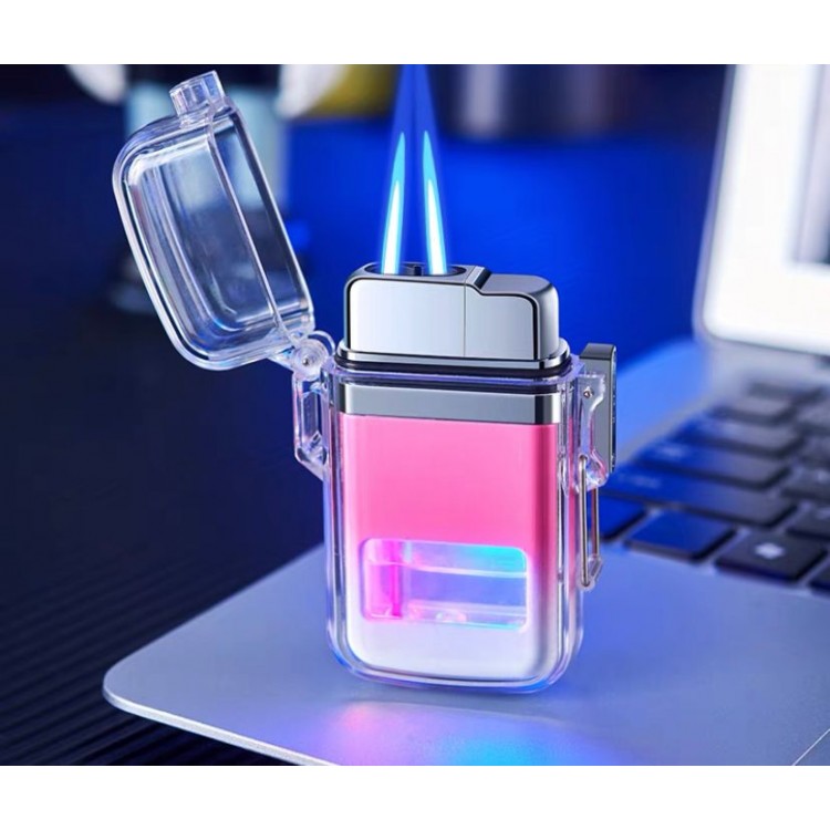 Bricheta cu gaz, cu dublu foc, din metal, WF27, culoare roz - eMAG.ro