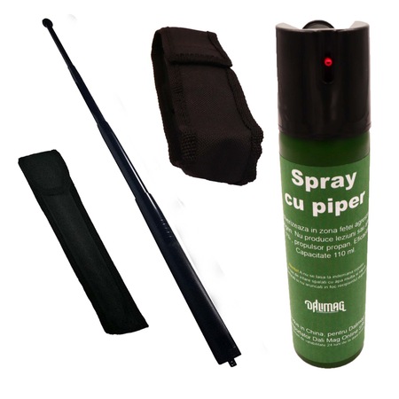 Kit Spray Piper Paralizant 110 ml, Baston Telescopic 64 cm, 4 Sectiuni ...