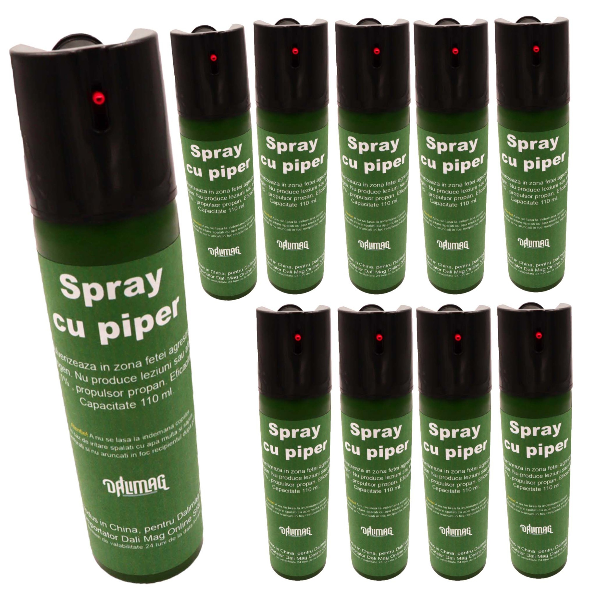Set 10 bucati Spray Piper Paralizant, Lacrimogen, Iritant, Verde, 110 ...