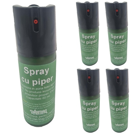 Set 5 bucati Spray Piper Paralizant, Lacrimogen, Iritant, Verde, 60 ml ...