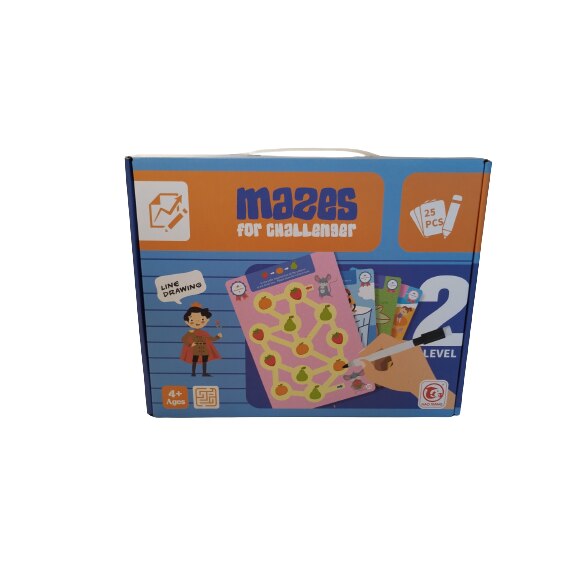 Joc Labirinturi cu 25 de Planse Reutilizabile, educative, Nivel 2,4 ...