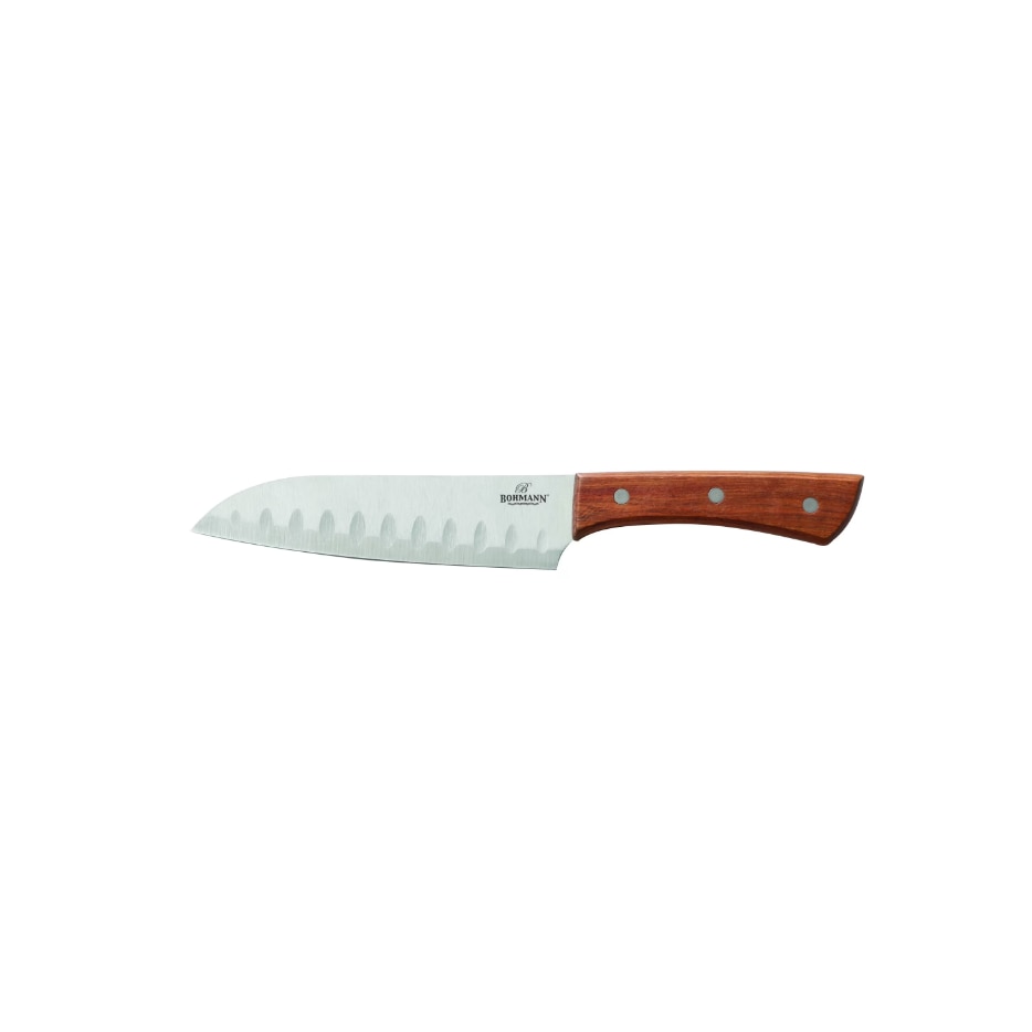 Cutit santoku cu lama din inox si maner din lemn Bohmann, 13cm - eMAG.ro