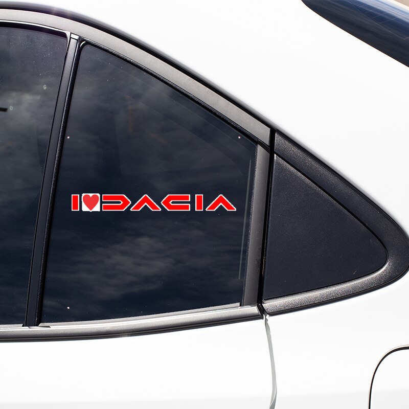 Set sticker decorativ auto I LOVE DACIA V3, autocolant, 26 cm, Rosu si ...