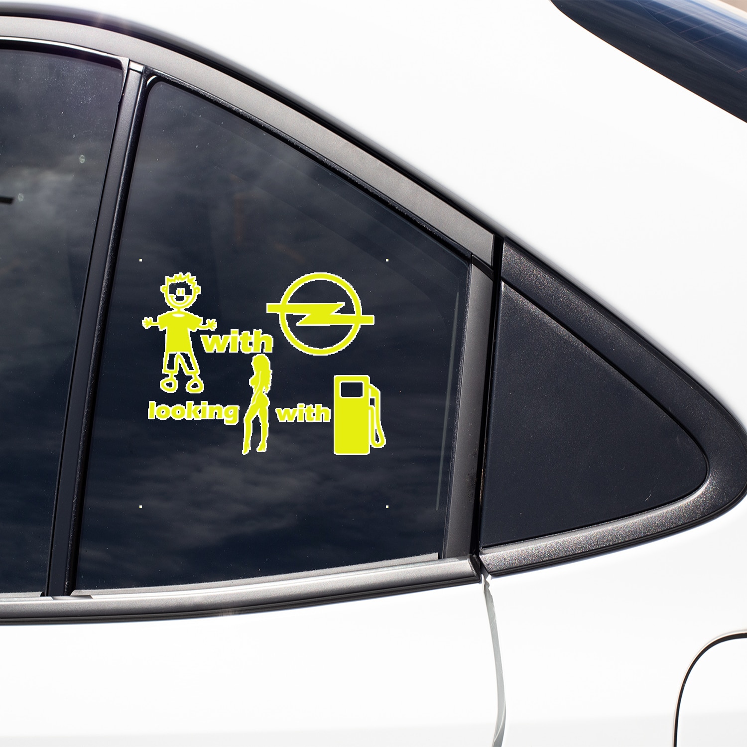Set sticker decorativ auto baiat masina caut fata benzina opel ...