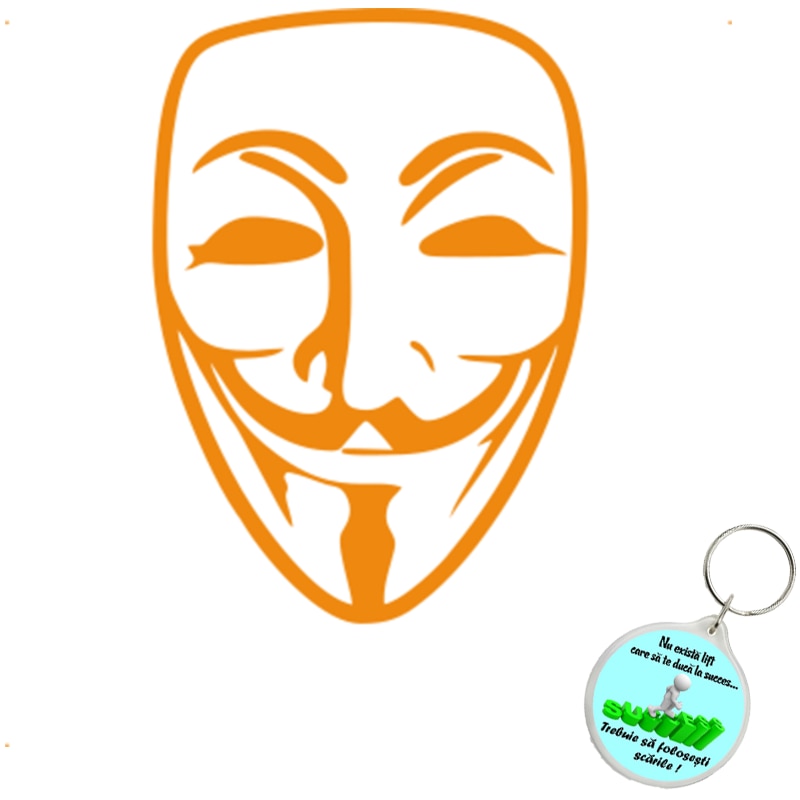 Set sticker decorativ auto anonymous v2, autocolant, 25 cm, Albastru si ...