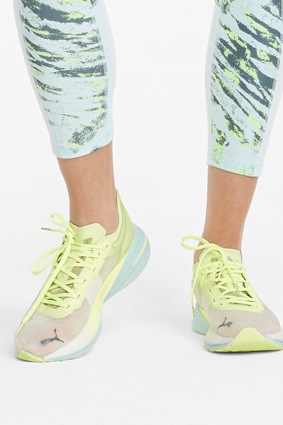 Puma, Обувки Deviate Nitro Elite за бягане с лого, Неоново зелено, 4 ...