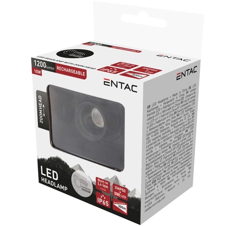 Lanterna LED frontala reincarcabila Entac EHL-ZH-10W-R, Zoom, senzor ...