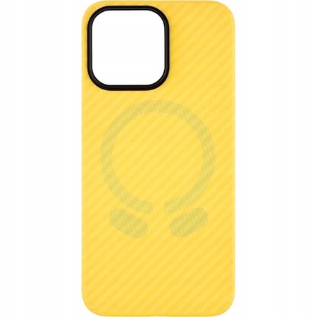 Husa de protectie pentru Apple iPhone 15 Pro Max, Fibra Kevlar, Galben ...