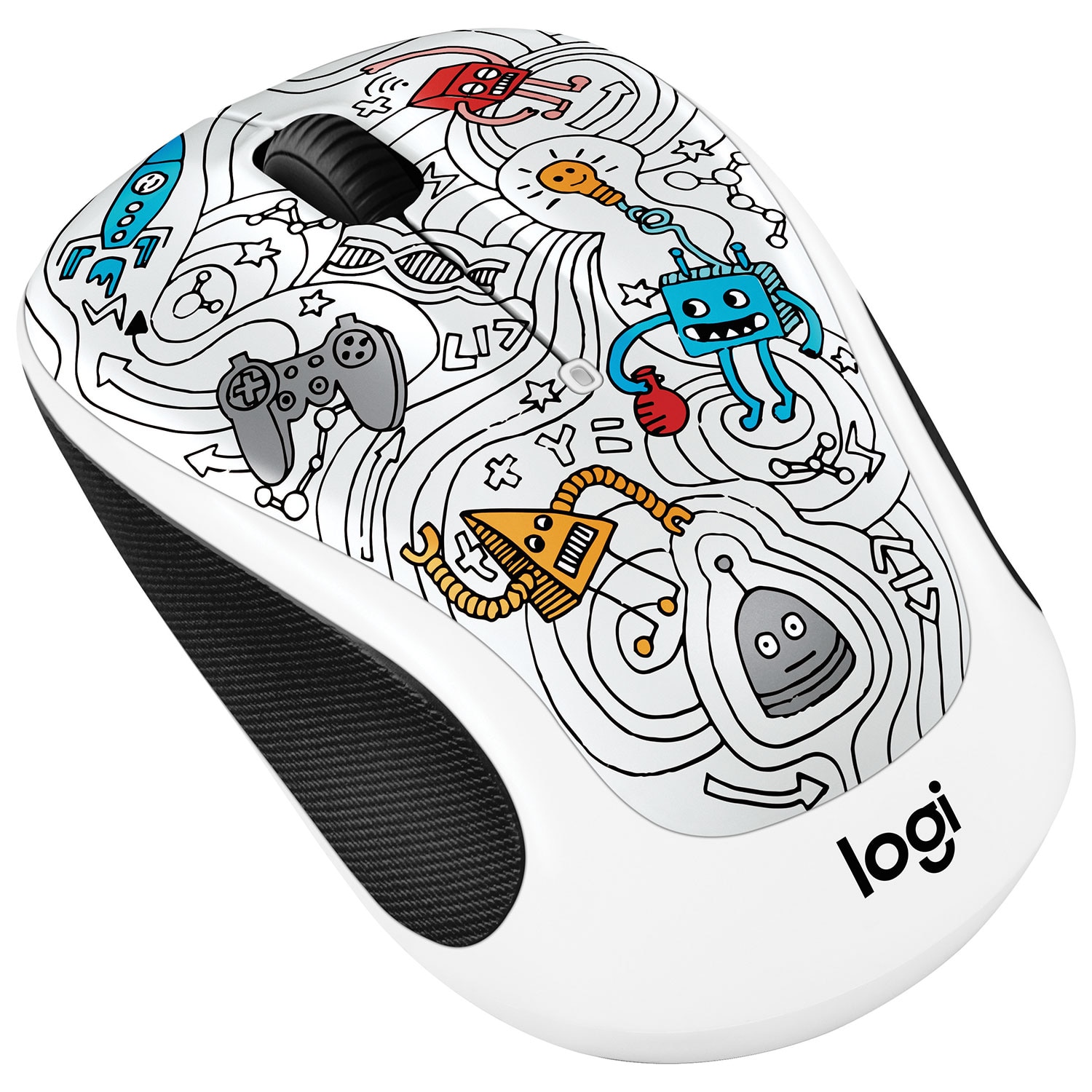 Mouse wireless Logitech M238 Doodle Collection, Techie White - eMAG.ro