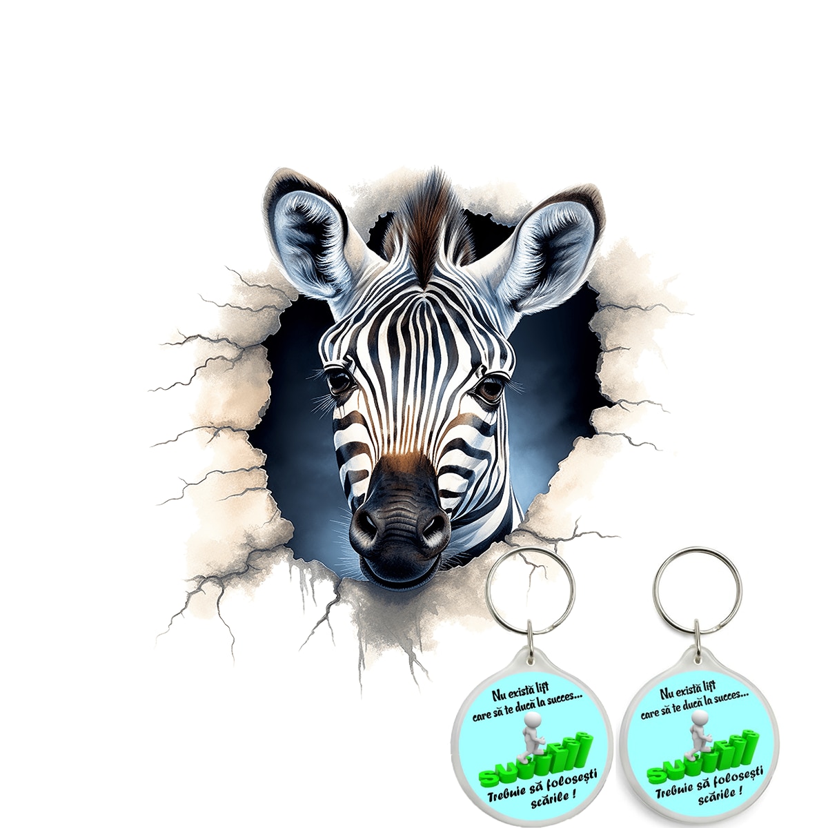 Set sticker decorativ 3d zebra model 10, autocolant, 41 cm si 2 ...