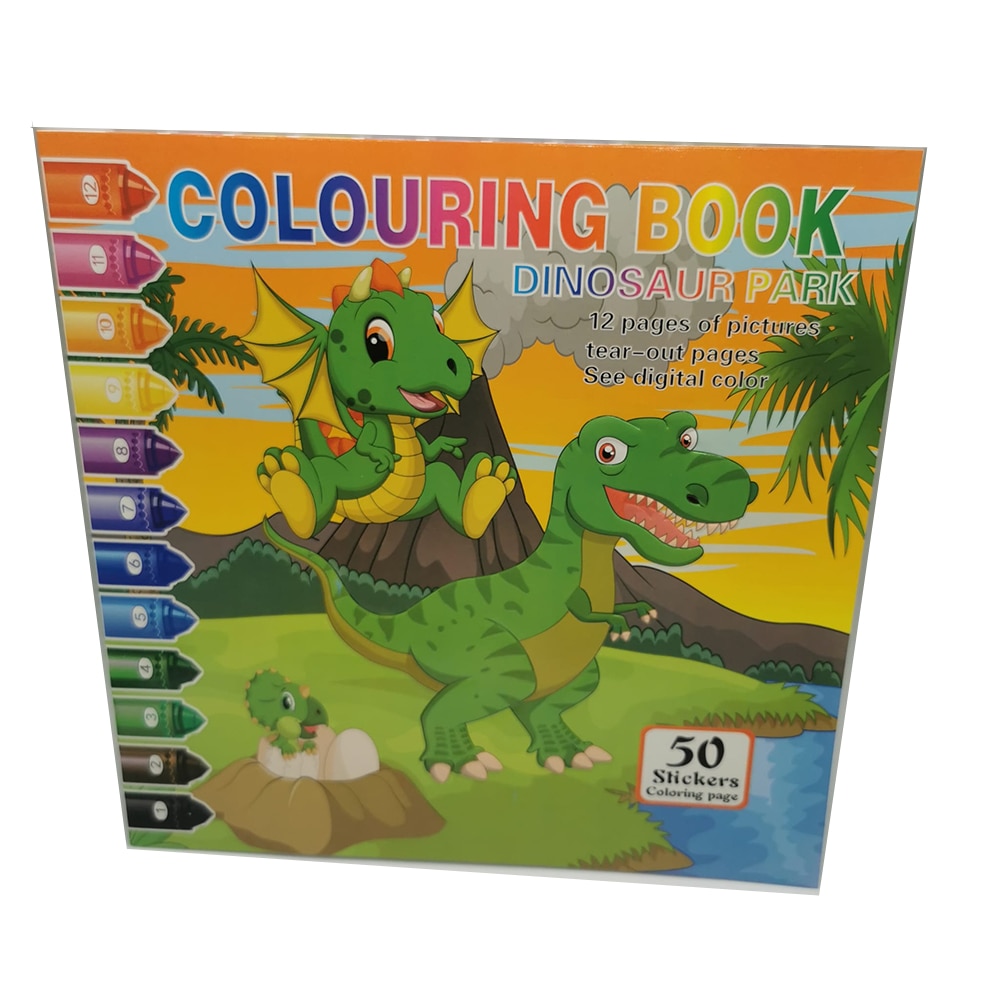 Carte de Colorat cu 50 stickere, 12 pagini, 25x25cm, Lumea Dinozaurilor ...