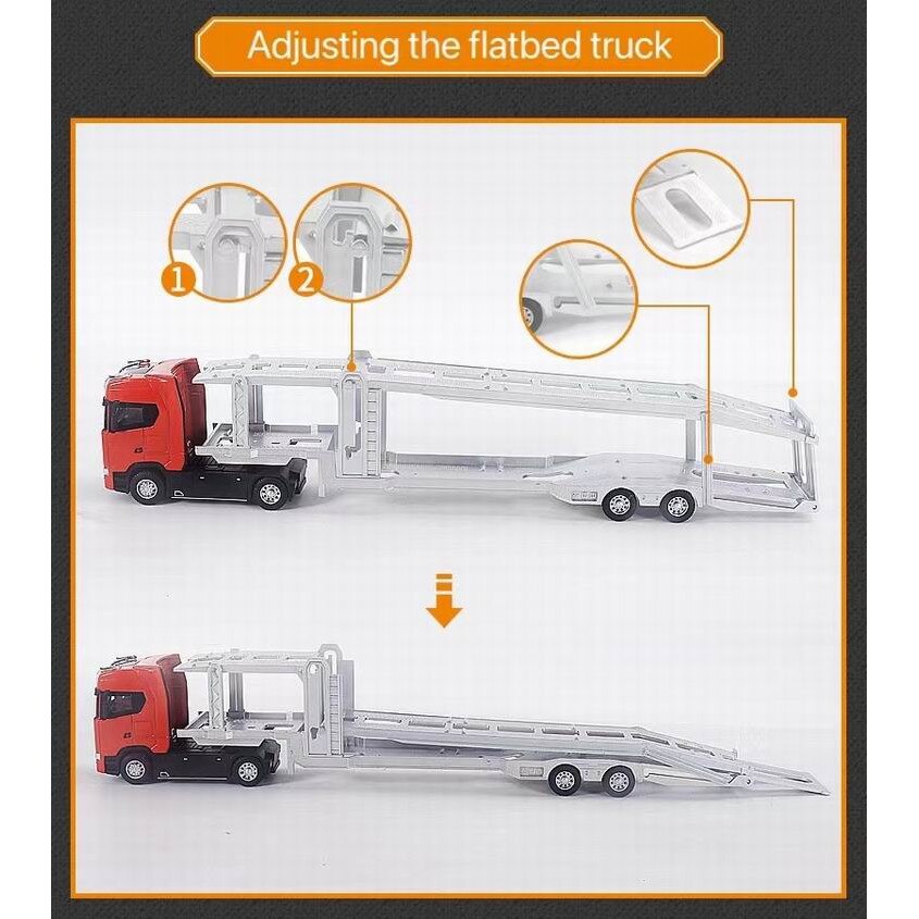 Tir Transportator de autovehicule, Cabina de metal Rosu, 40 cm, remorca ...