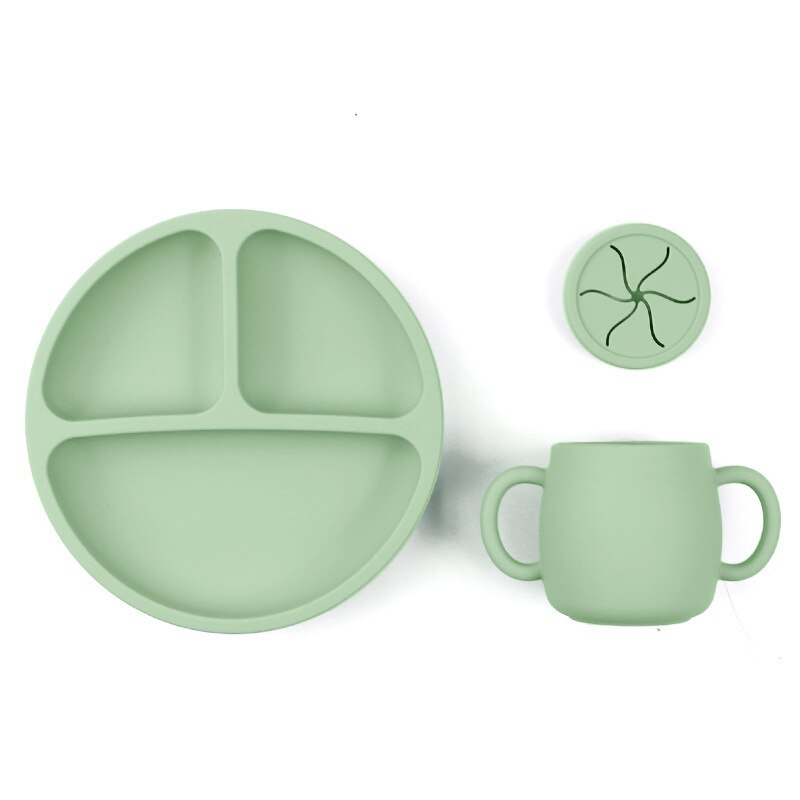 Set de vesela bebelusi, Silicon, Verde - eMAG.ro