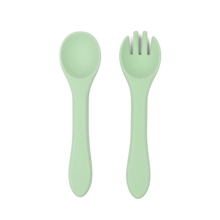Set de vesela bebelusi, Silicon, Verde - eMAG.ro