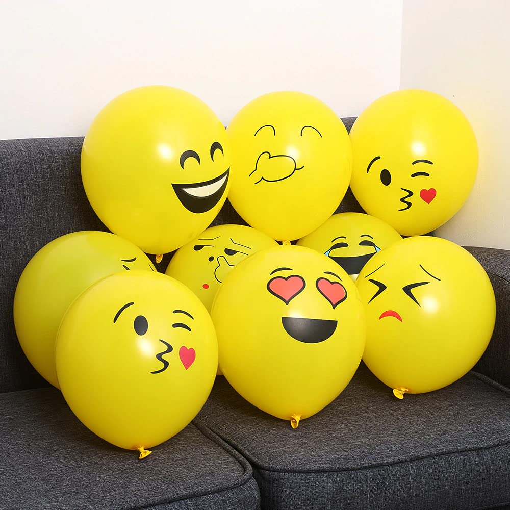 Set 10 baloane latex Emoji Smiley Face, It's Party Time, 30 cm - eMAG.ro