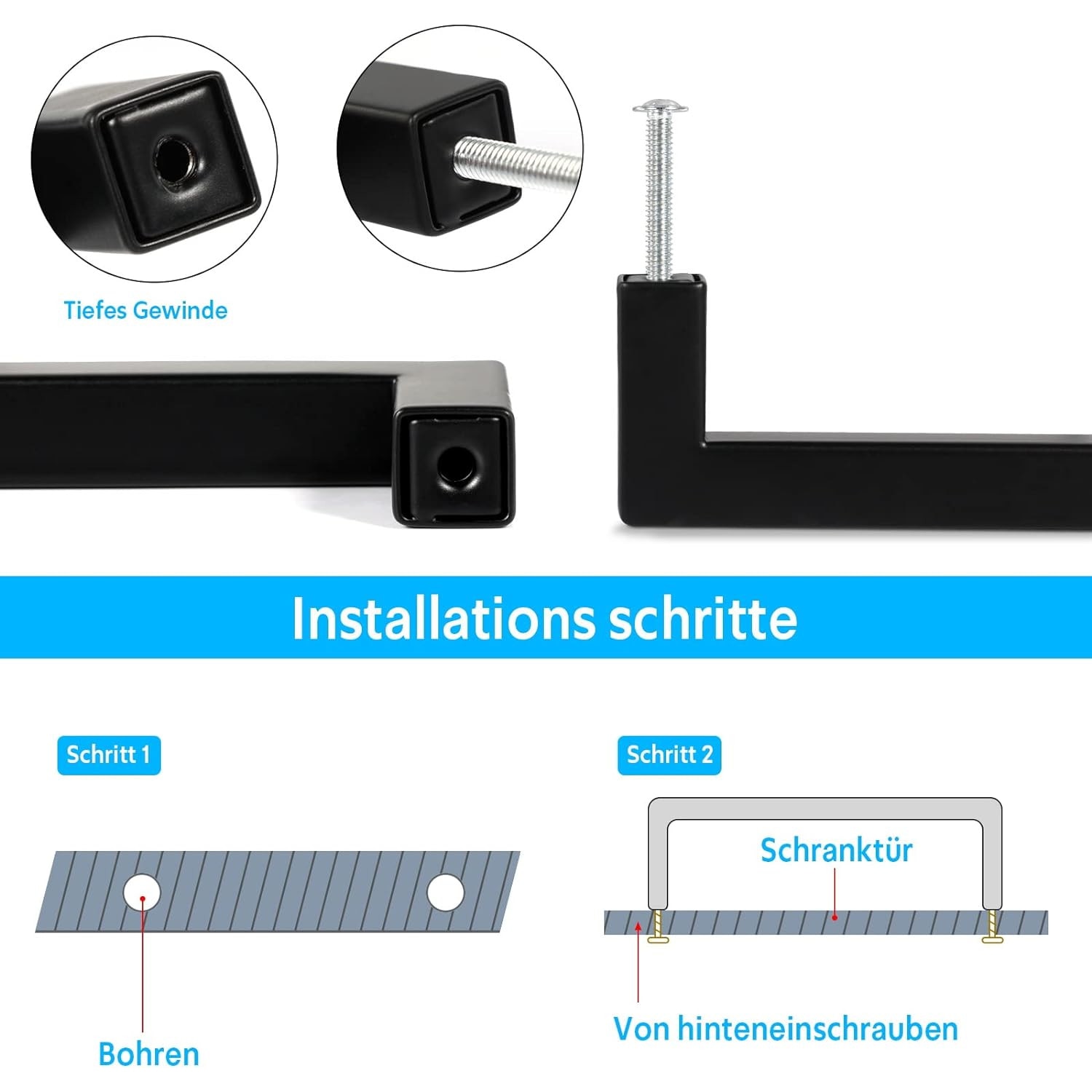 Set 10 manere mobila, Cafuneplus®, diametru 128mm, distanta gauri 96 mm ...