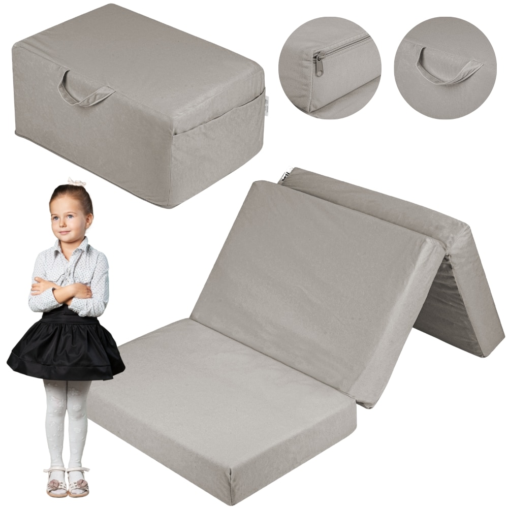 Saltea pliabila pentru copii cu husa 120x60 - gri - eMAG.ro