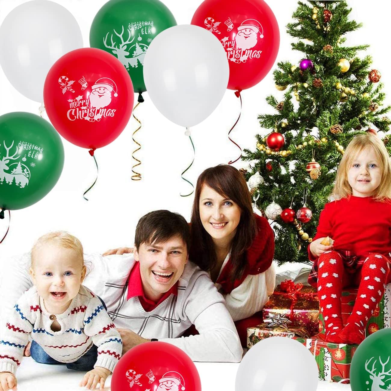 Комплект коледна украса с 26 балона 6 спирали покривка 2 панделки банер Весела Коледа и