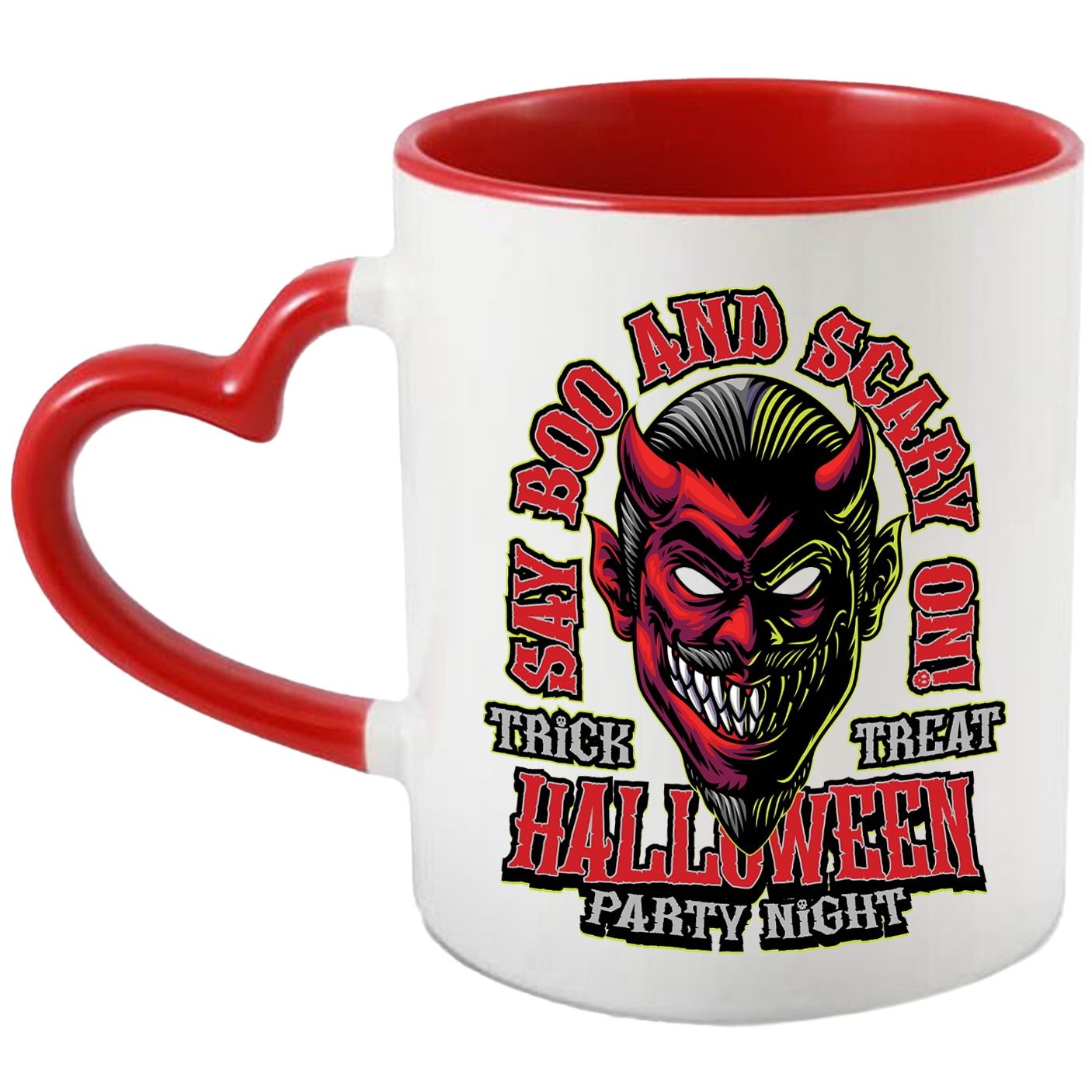 Cana Cu Mesaj In Engleza Say Boo And Scary On, Masca, Demon, Diavol ...