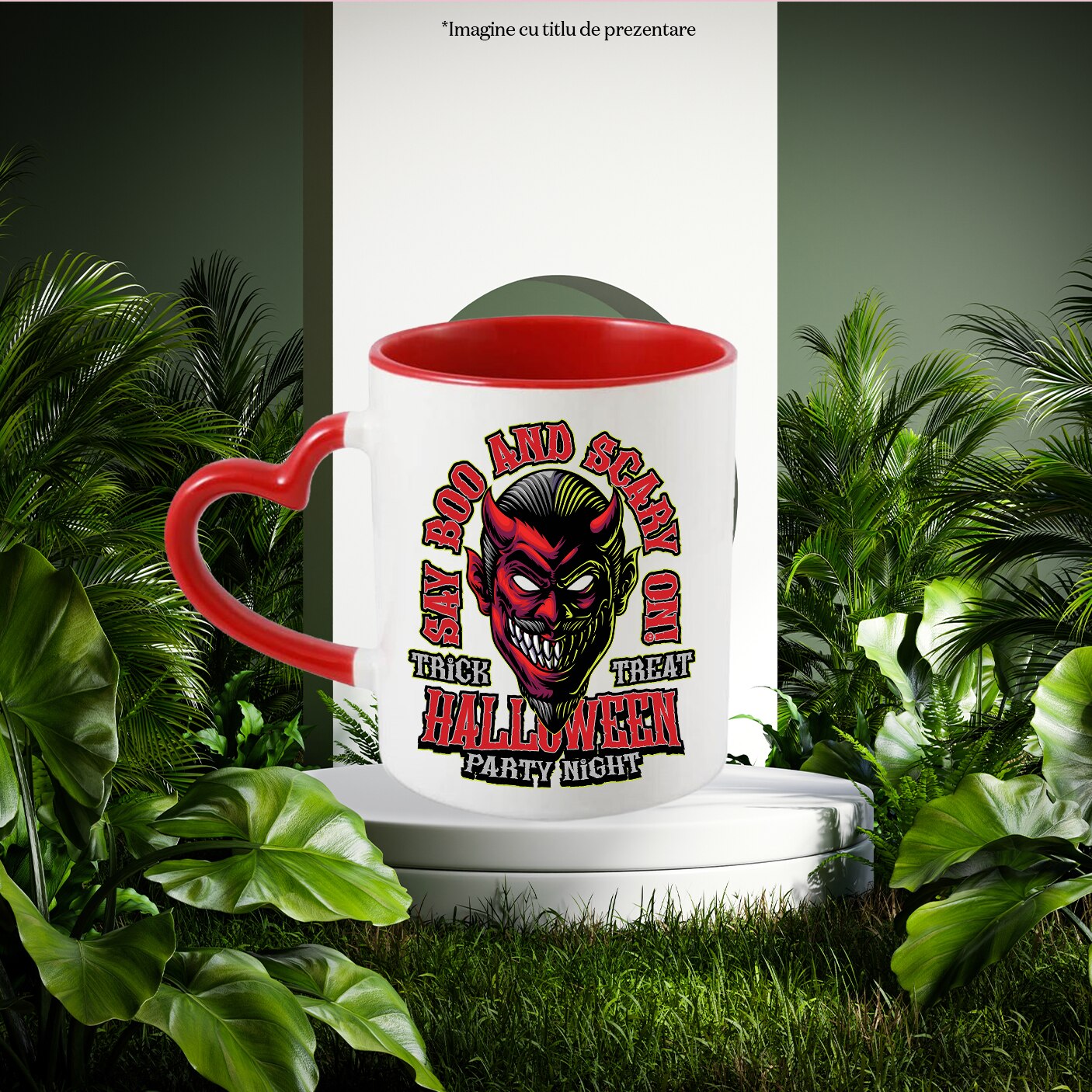 Cana Cu Mesaj In Engleza Say Boo And Scary On, Masca, Demon, Diavol ...