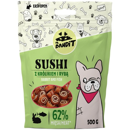 Recompense pentru caini Mr.Bandit, Sushi cu Iepure si Peste, 500 g ...