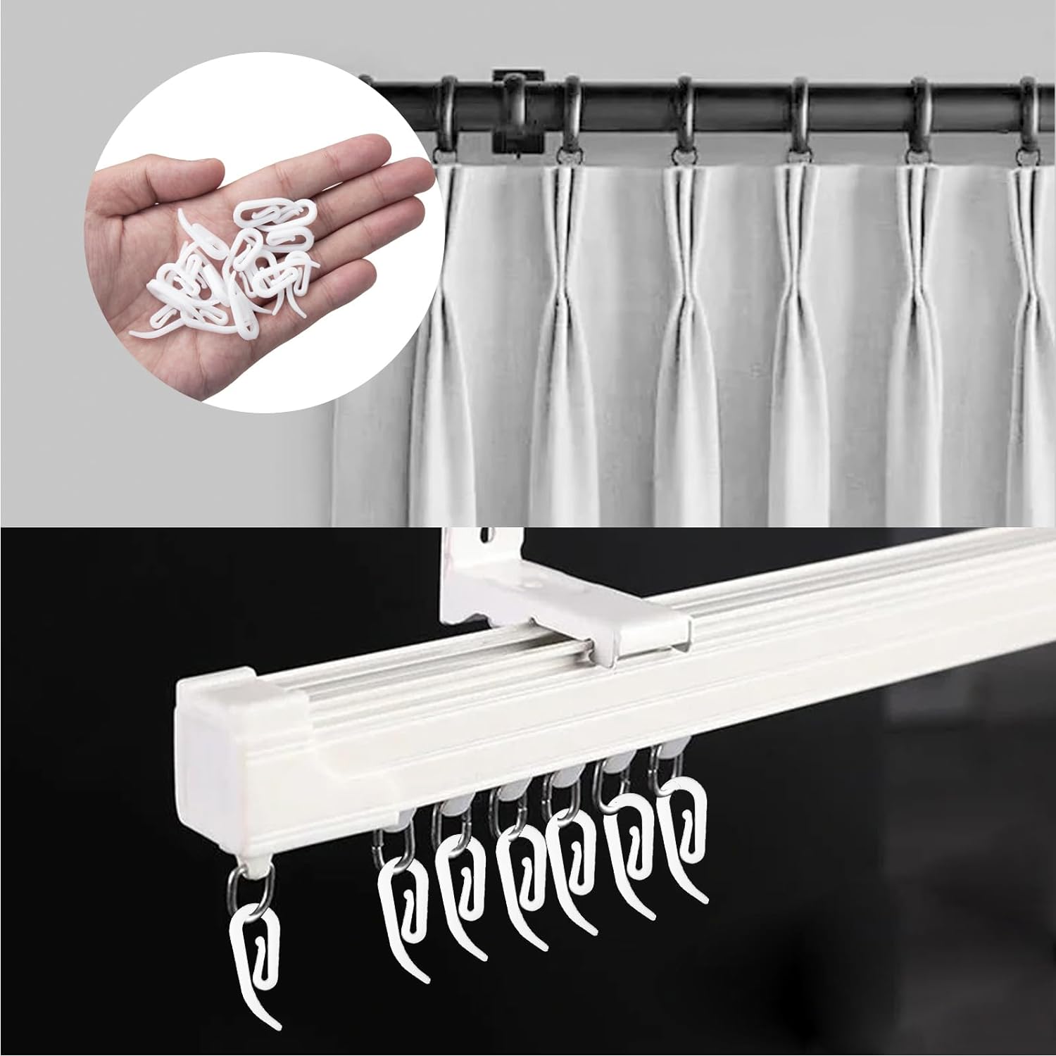 Set 100 carlige perdea, Cafuneplus®, 70 mm, Alb - eMAG.ro