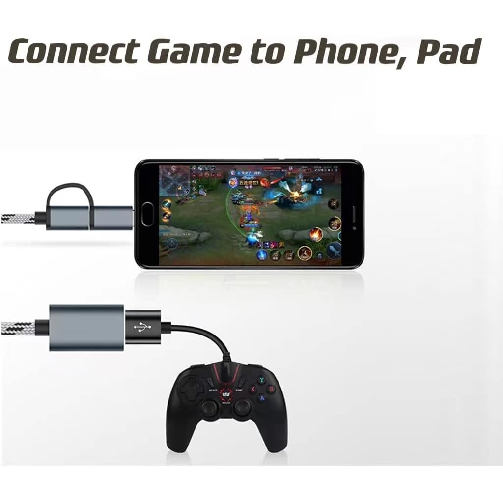 Adaptor OTG 2 in 1, Cafuneplus®, USB/Micro-USB/Type-C, Compatibil cu ...