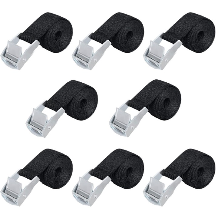 Set 8 chingi de ancorare, Cafuneplus®, 1mx25mm, Poliester, reglabile ...