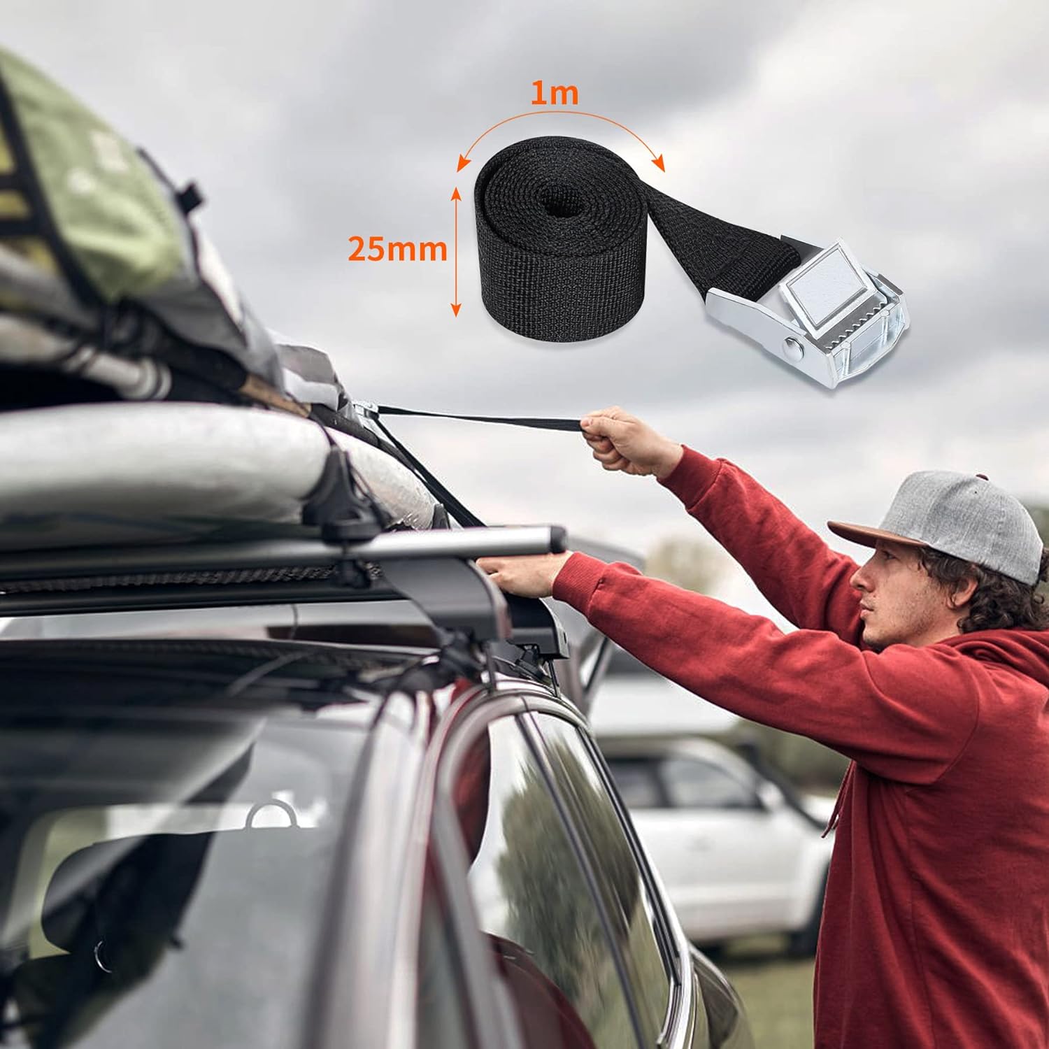 Set 8 chingi de ancorare, Cafuneplus®, 1mx25mm, Poliester, reglabile ...