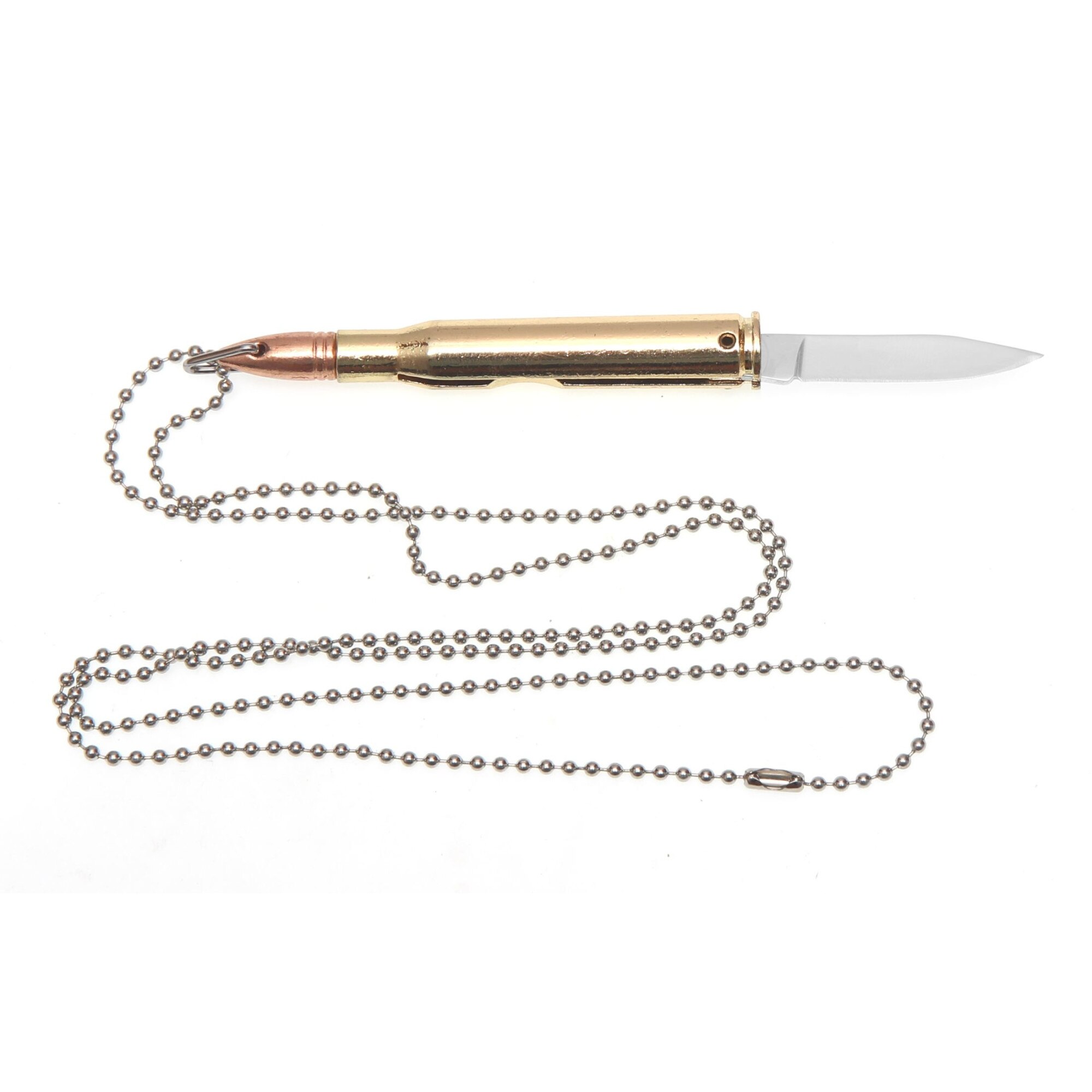 Briceag de tip Breloc Cartus, Glont cu lant pentru agatat in gat, Lama ...