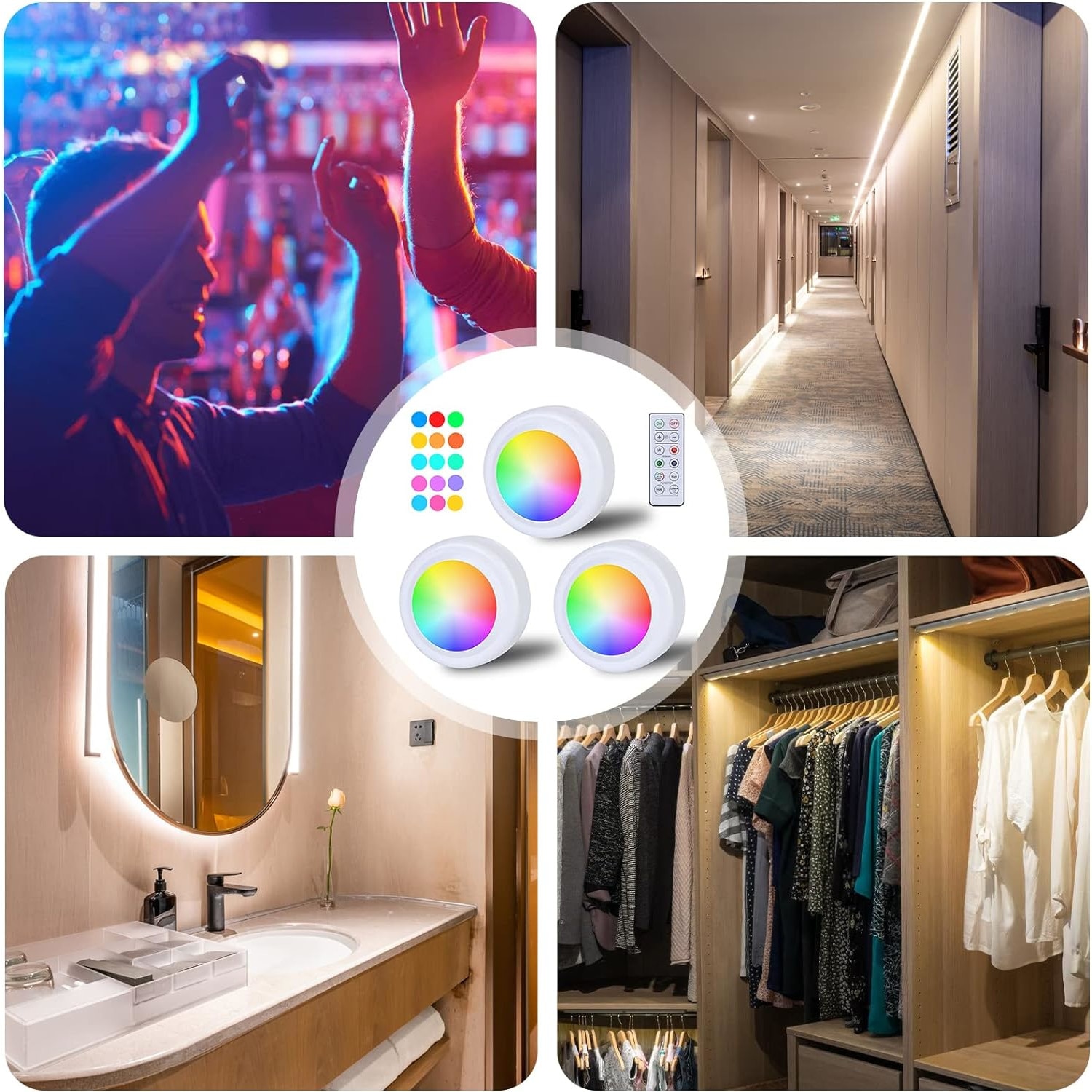 Комплект от 3 RGB LED прожектора с 1 дистанционно управление ...