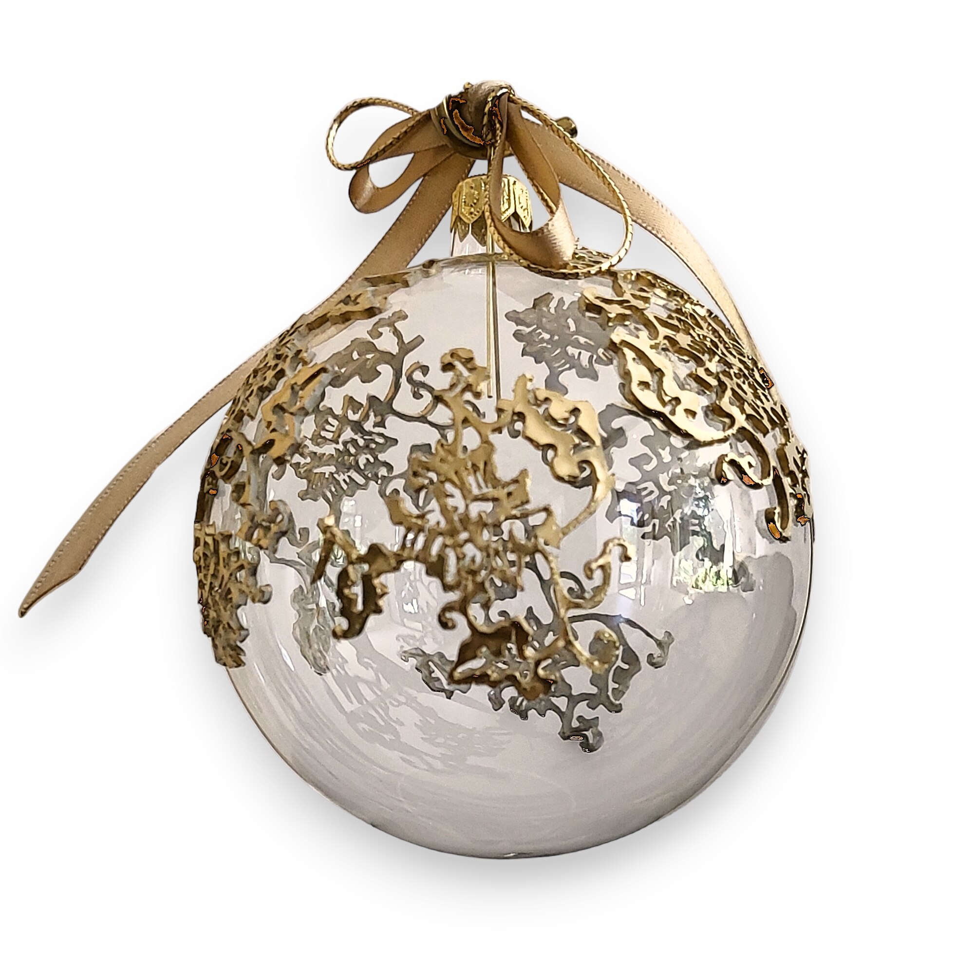 Glob sticla 10 cm elegant, design Minina, decorat cu dantela din ...