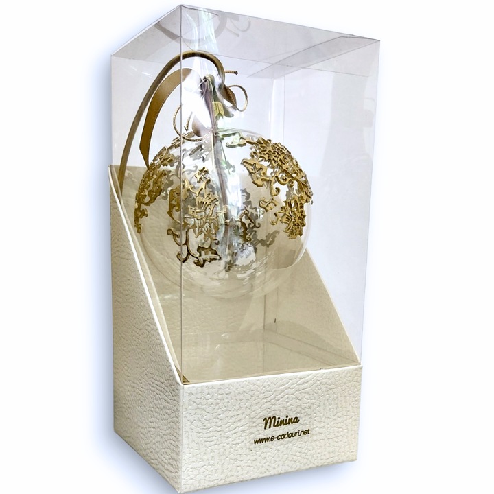 Glob sticla 10 cm elegant, design Minina, decorat cu dantela din ...