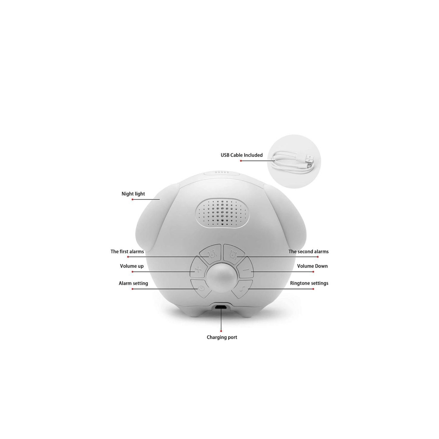 Ceas digital cu alarma copii EMOJI, acumulator 1500mAh, 5 tonuri ...